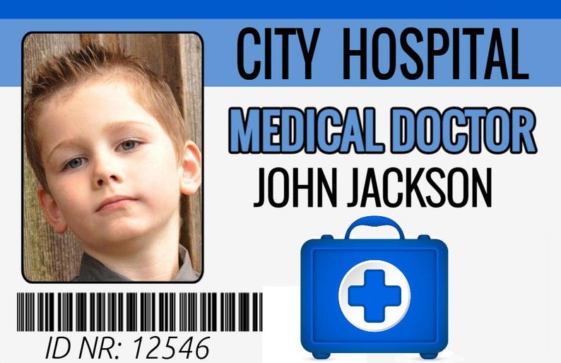 Editable Medical Doctor ID Badge, Doctor, Pretend Play, Medical Doctor ...