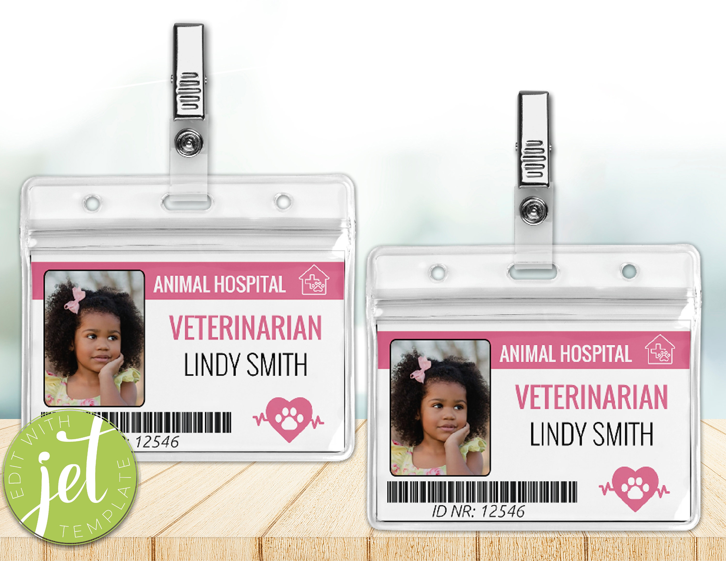 Editable Veterinarian ID Badge, Veterinarian Pretend Play, GIRL ...