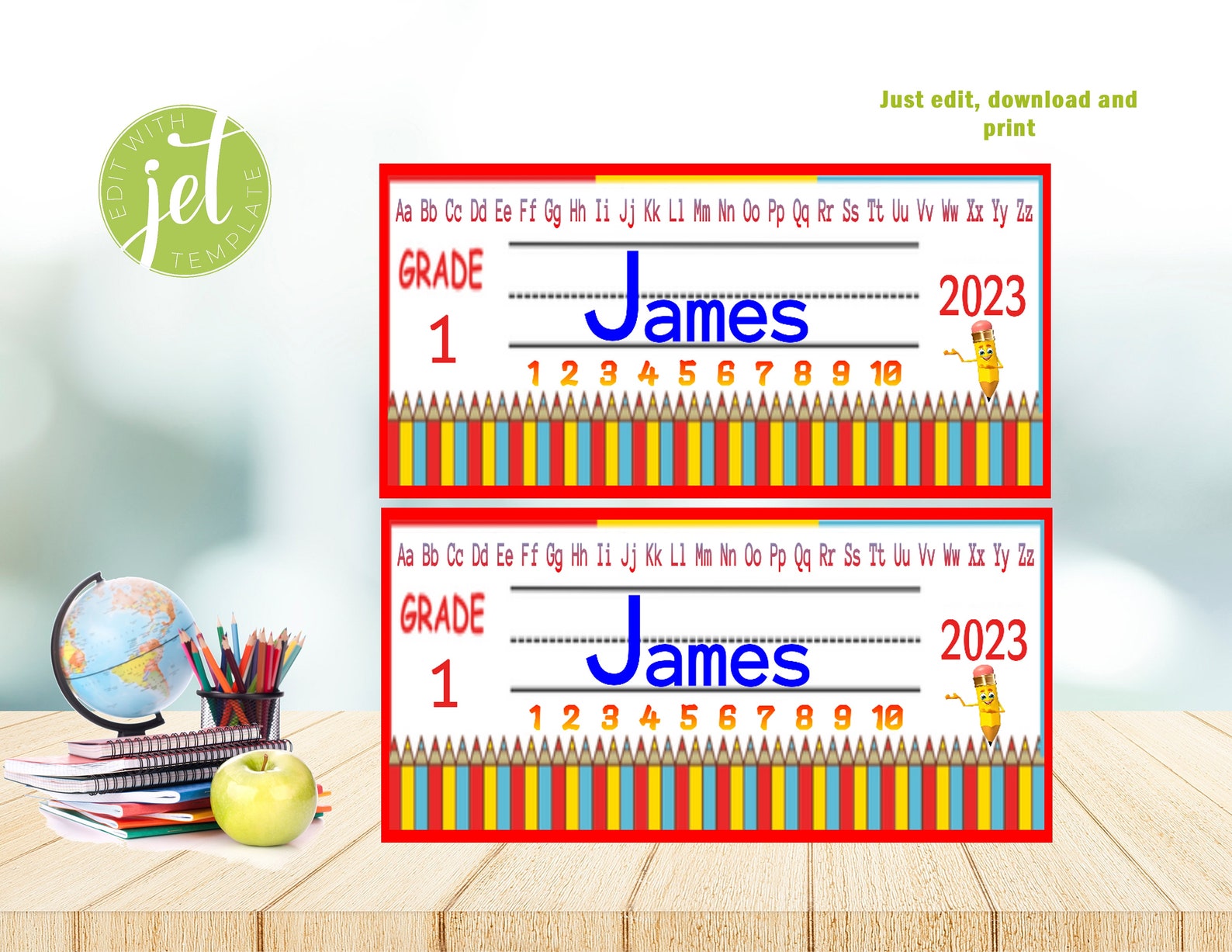 School Desk Name Plate Mini, Editable, Printable, Boy/girl Badge ...