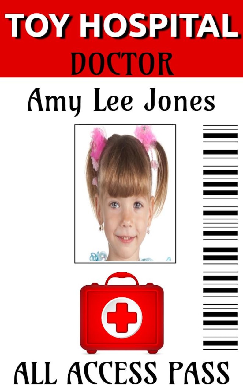 ID Badge, Editable, Printable Toy Doctor Name Tag, Pretend Play Doctor ...