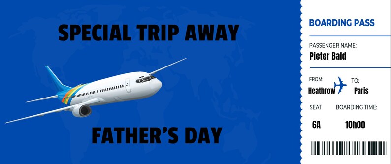 Boarding Pass, Editable Gift, Father's Day Surprise Trip, Aeroplan ...