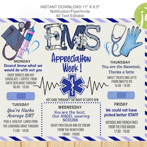 EMS EMT Appreciation Week Editable Flyer, Week Itinerary, EMT Care ...