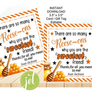 Reese's Treat Gift Tag: Sweetest Friend Thank You (printable Digital ...