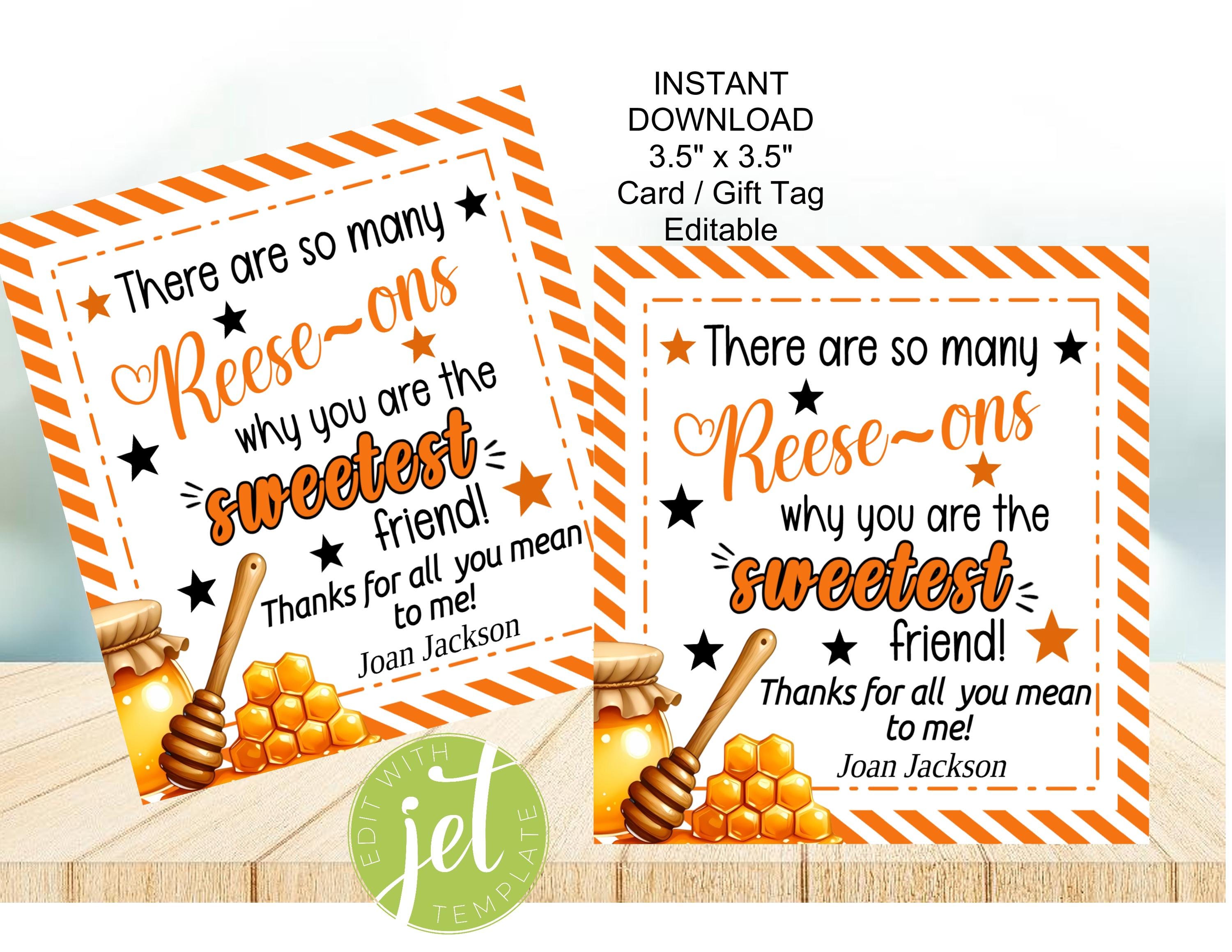 Reese's Treat Gift Tag: Sweetest Friend Thank You (printable Digital ...