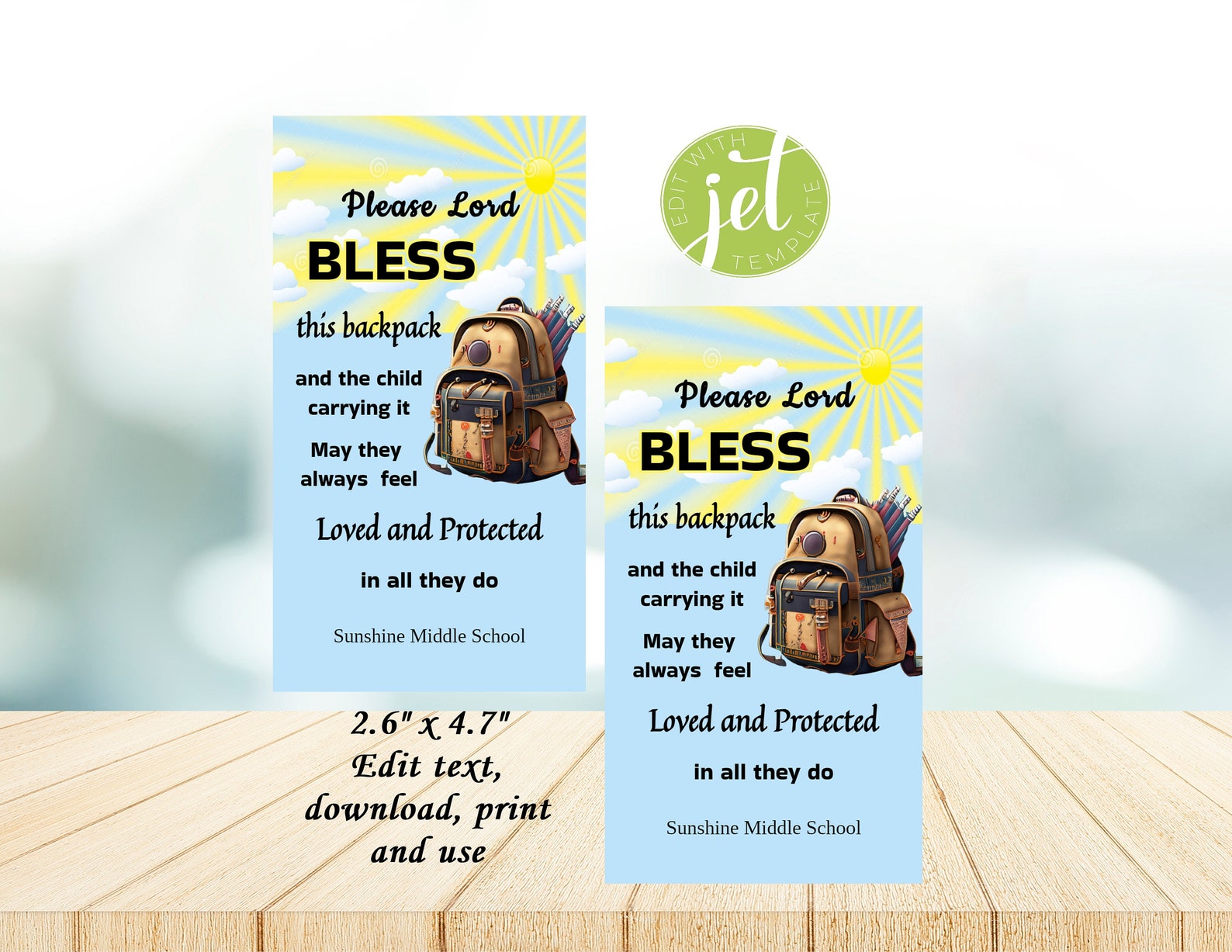 Gift Tag/card, Editable, Printable, Religious, Bless the Backpack and ...