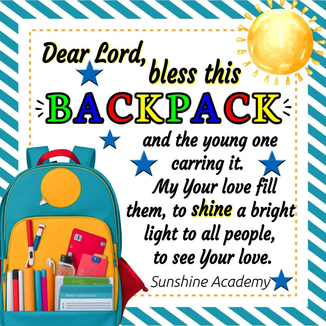 Editable Backpack Blessing Card: School Prayer Gift Tag (digital Download 3.5" X 3.5") - Etsy