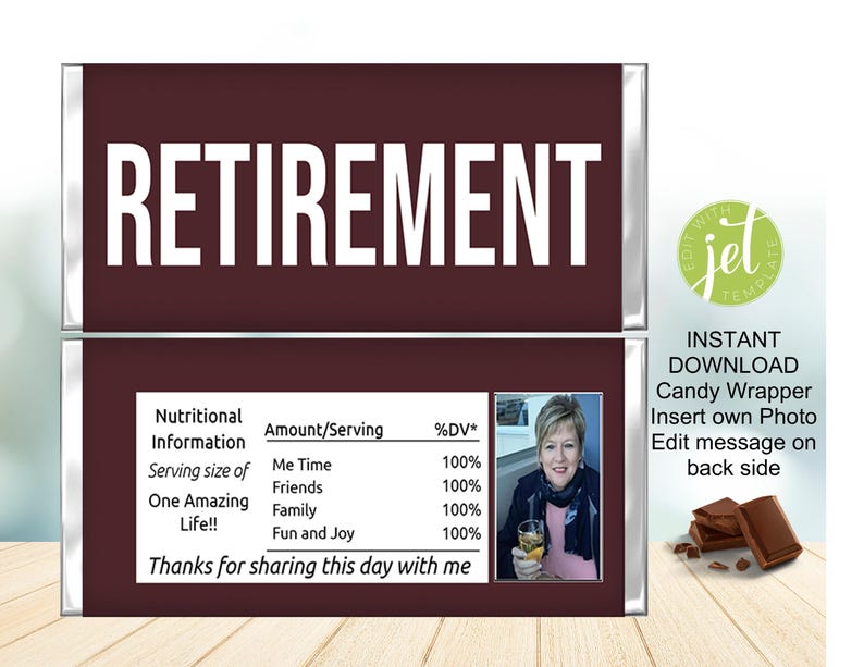 Editable Retirement Candy Wrapper, Retirement Wrapper With Photo ...