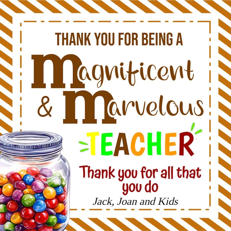 Editable M&M Gift Tag Card, Magnificent and Marvelous, Appreciated ...