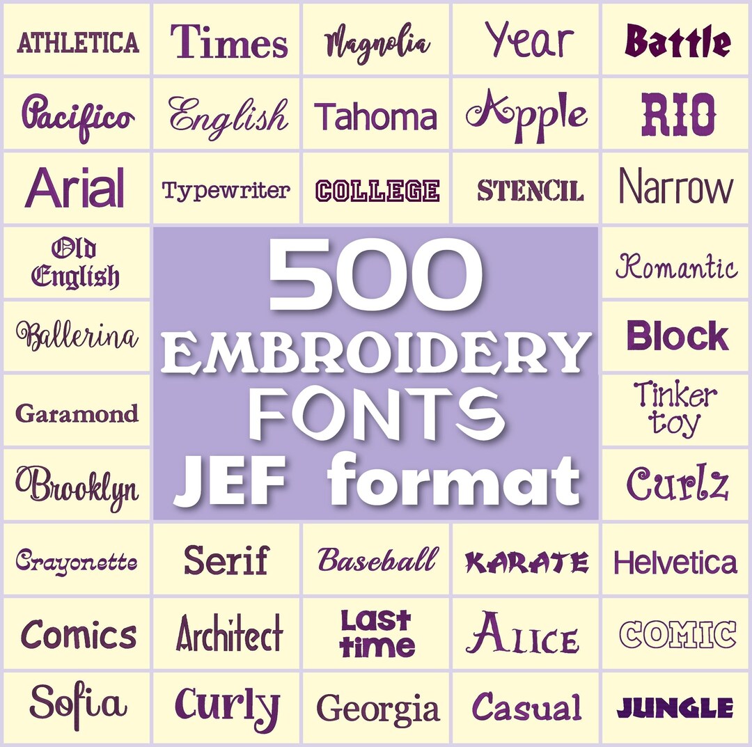 Janome Fonts, Embroidery Machine Fonts, JEF Fonts Set, Embroidery Fonts ...