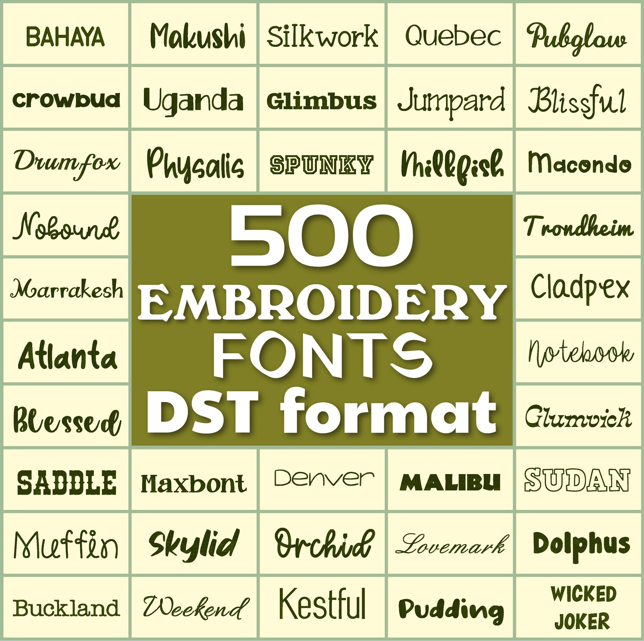 DST Embroidery Fonts, Tajima Fonts Pack, Embroidery Fonts, Machine ...