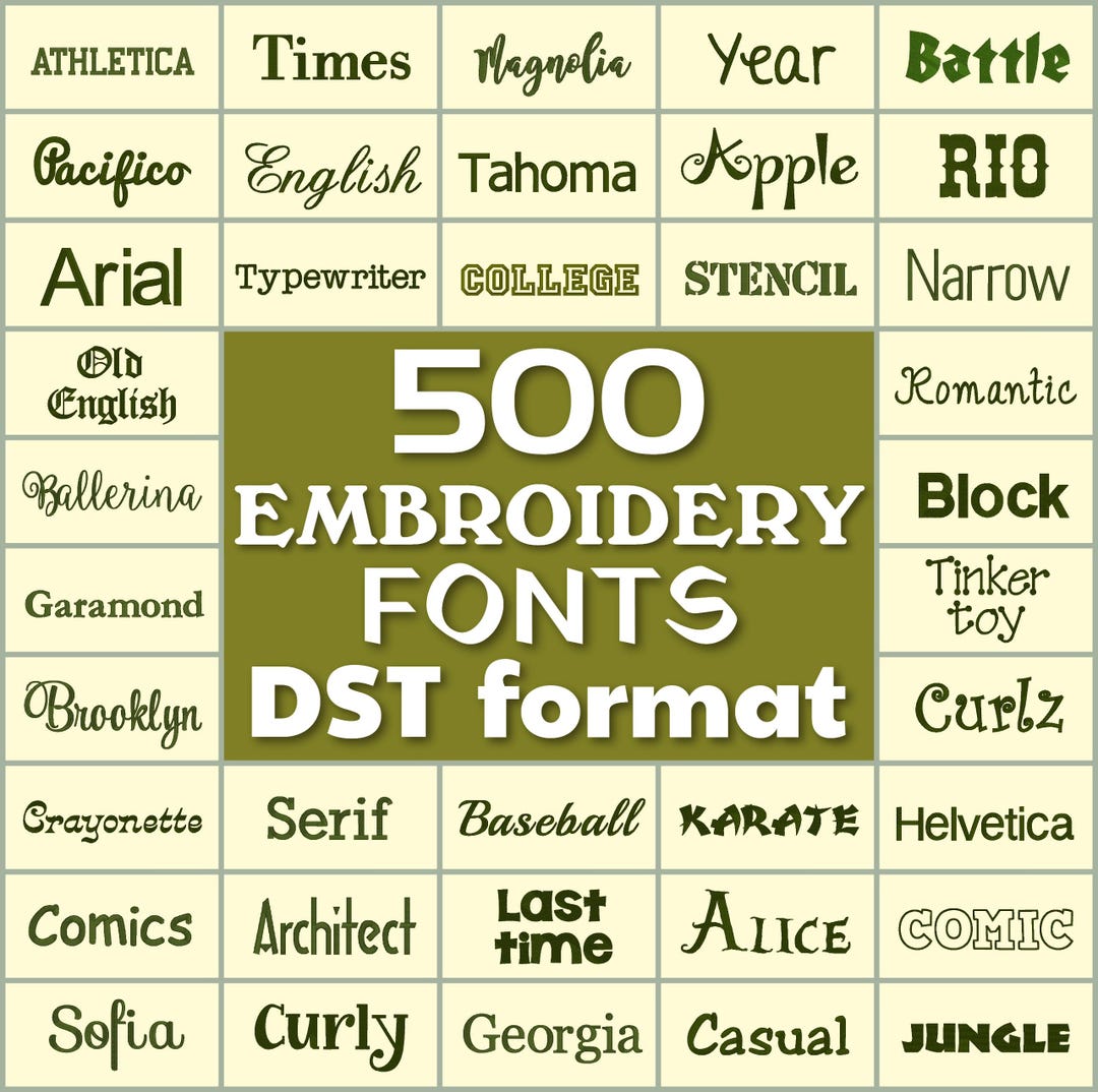 DST Embroidery Fonts, Tajima Fonts Pack, Embroidery Fonts, Machine ...