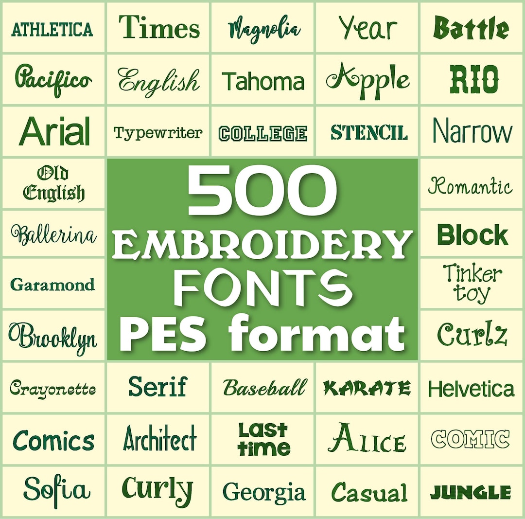 Brother Embroidery Fonts, PES Fonts Pack, Machine Embroidery Bundle, PES Embroidery Alphabet ...
