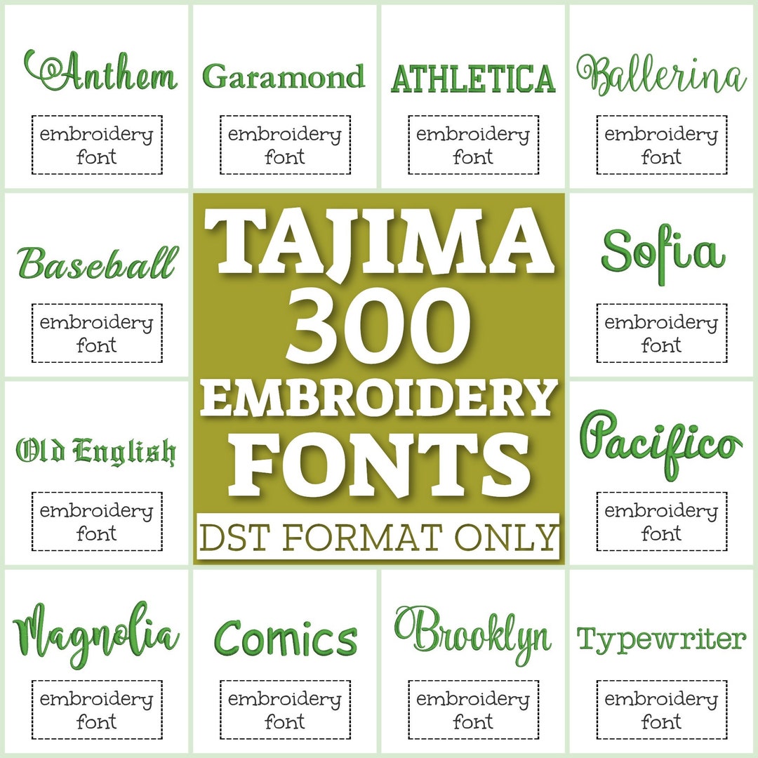 300 Tajima Embroidery Fonts, DST Fonts Pack, Embroidery Machine Fonts ...