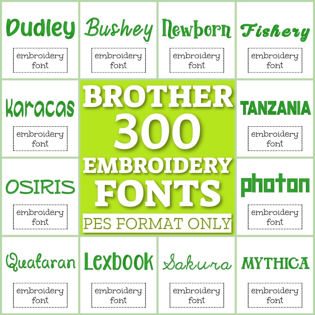 300 Brother Embroidery Fonts, Brother Fonts Set, Embroidery Machine ...