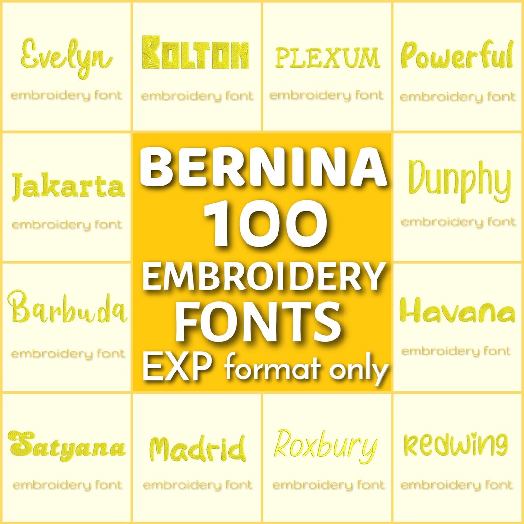 100 EXP Embroidery Fonts, Bernina Fonts Set, EXP Machine Fonts ...