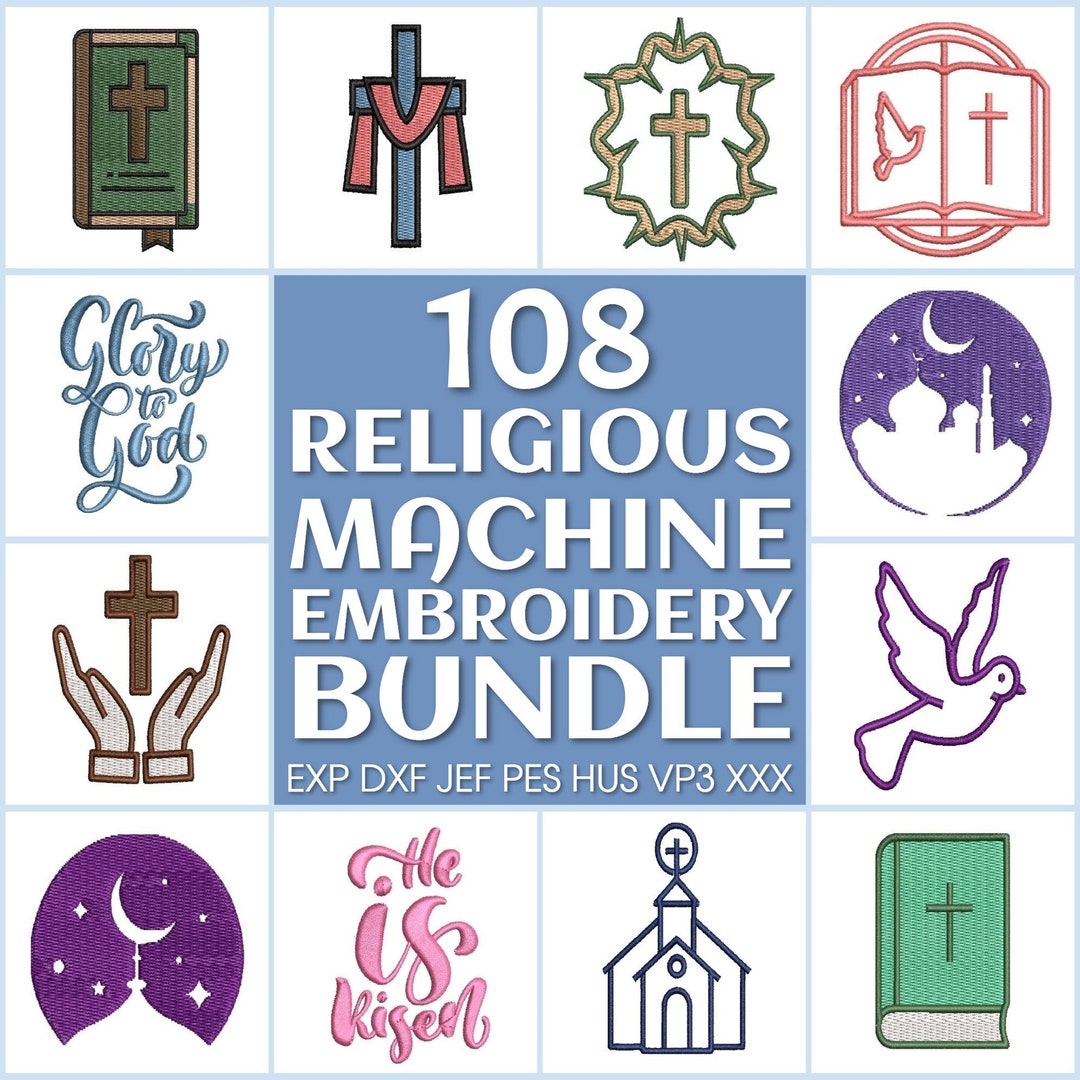 108 Religious Embroidery Files Bundle, Machine Embroidery Design ...