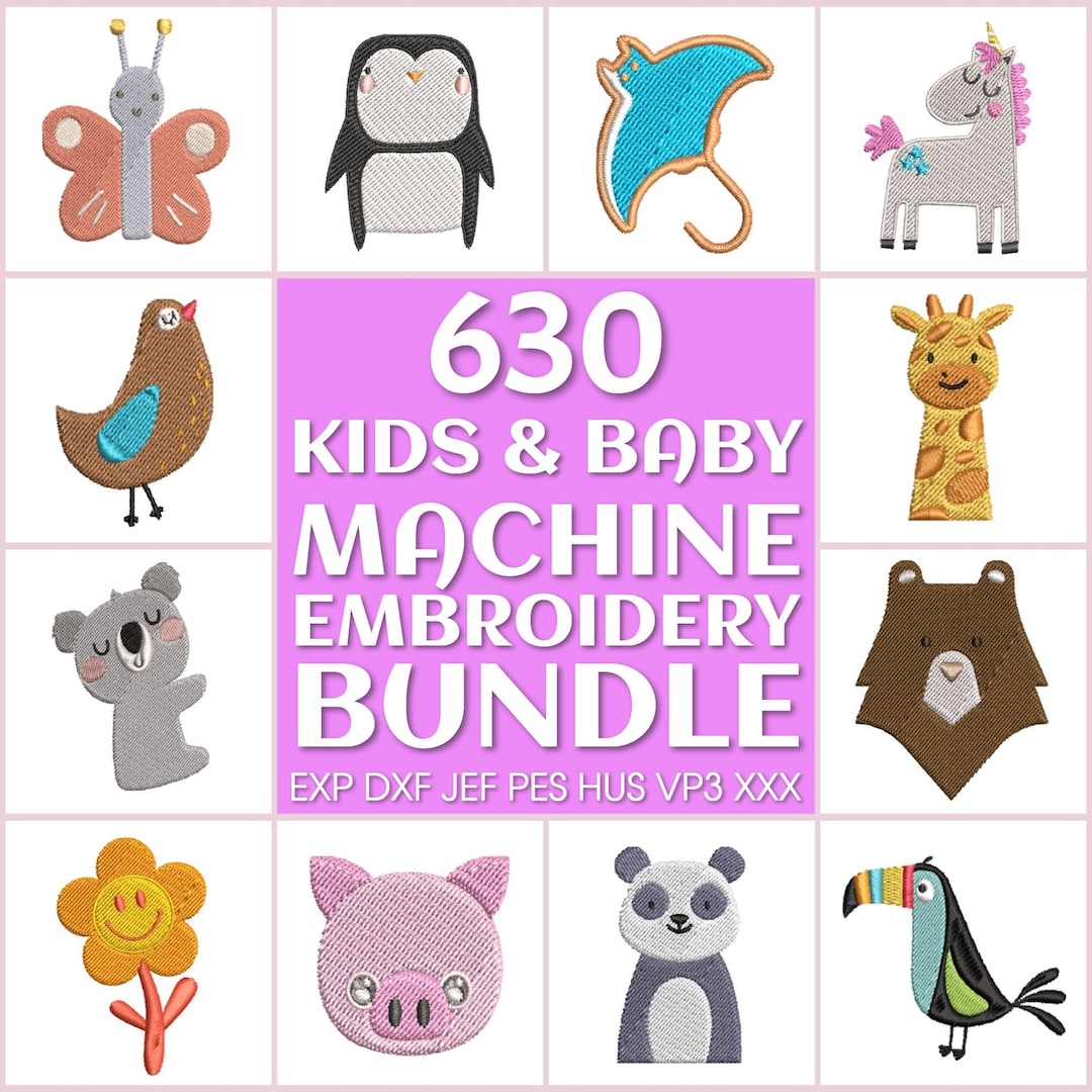 630 Kids Embroidery Files Bundle, Machine Embroidery Design, Baby ...