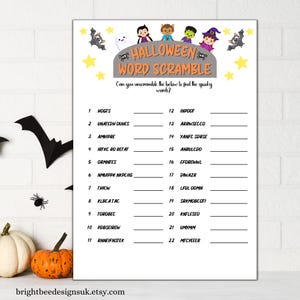 Halloween Word Scramble, Printable Activity for Kids Teens and Adults ...