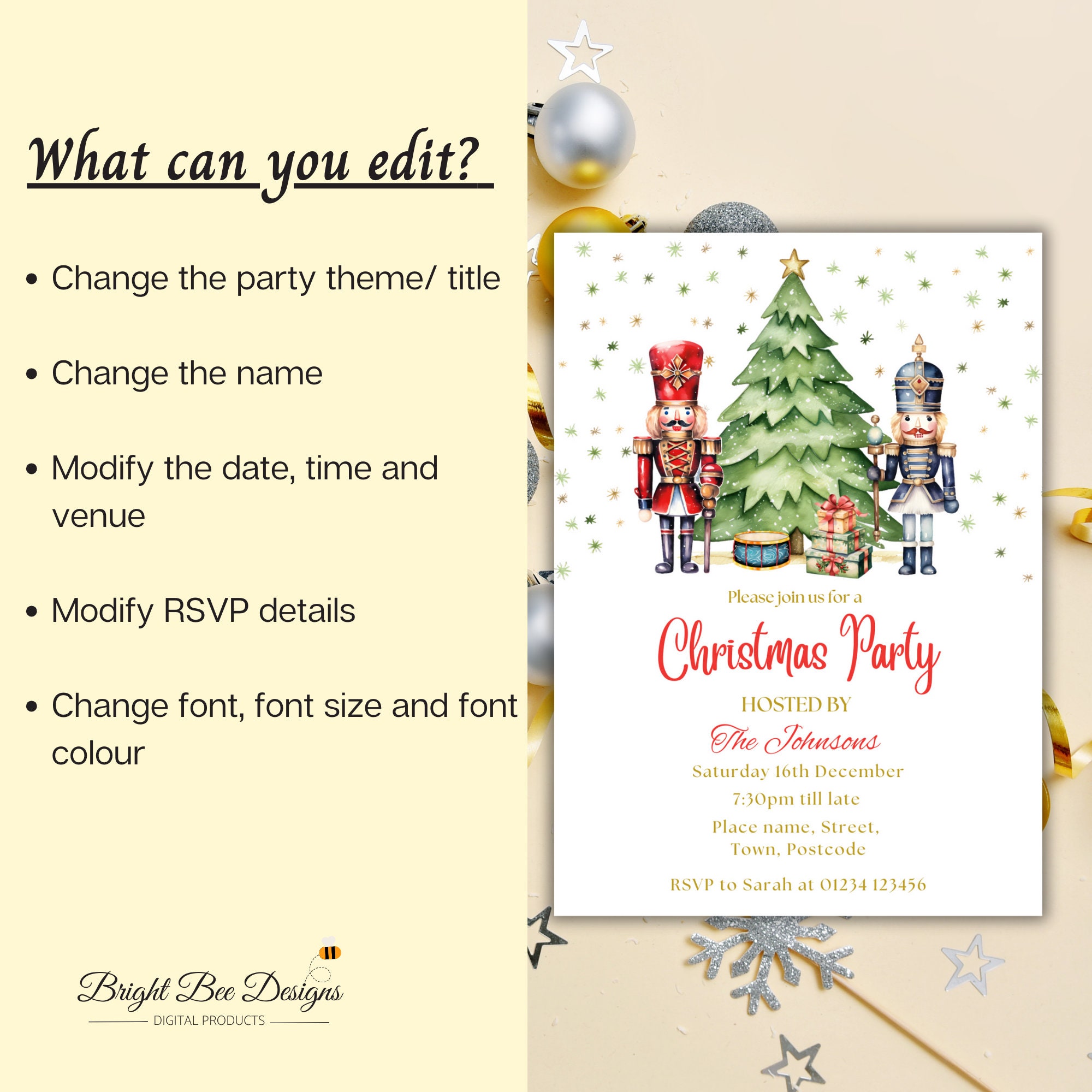 Editable Nutcracker Christmas Party Invitation Template,winter Party ...