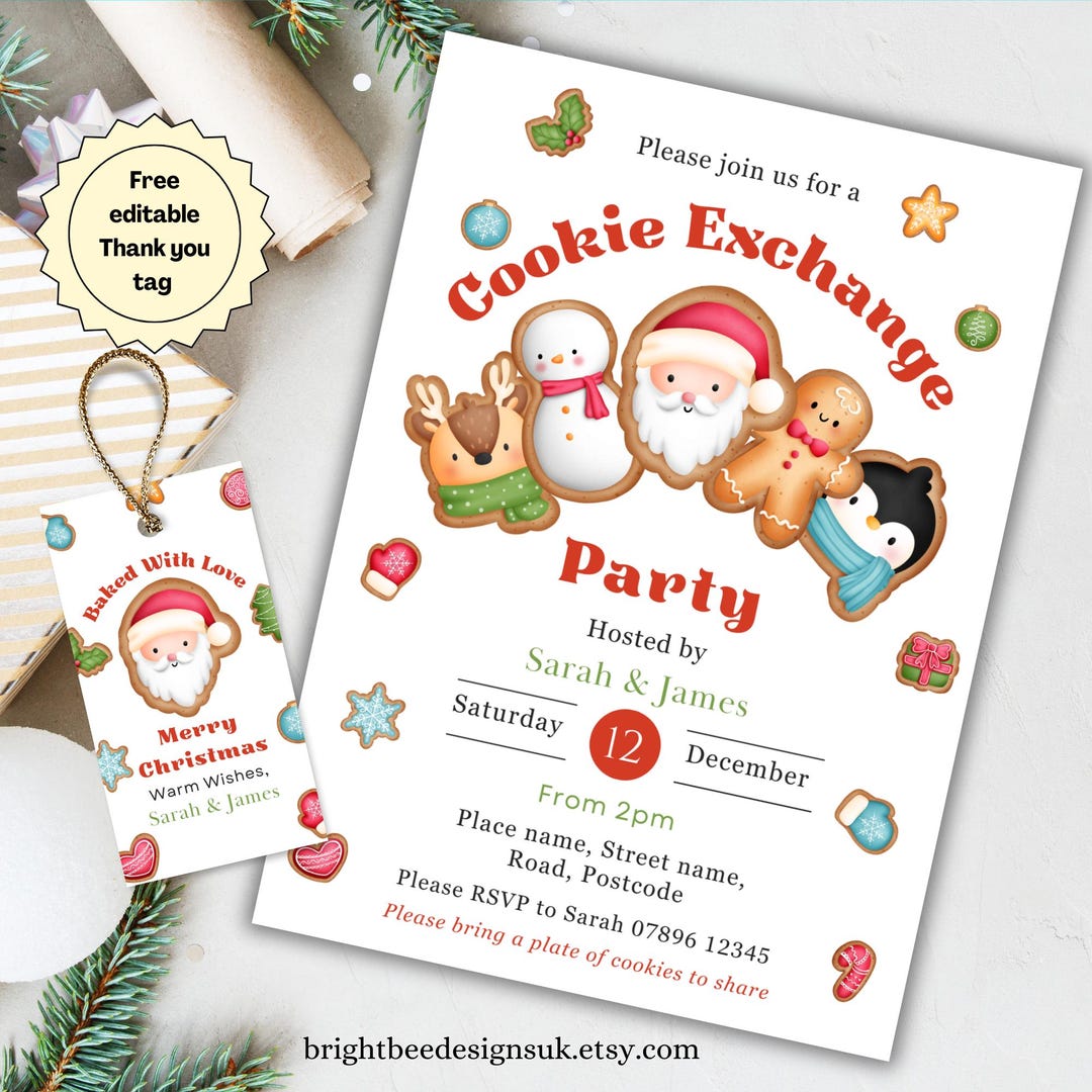 Christmas Cookie Exchange Invitation, Printable Xmas Party Invite ...