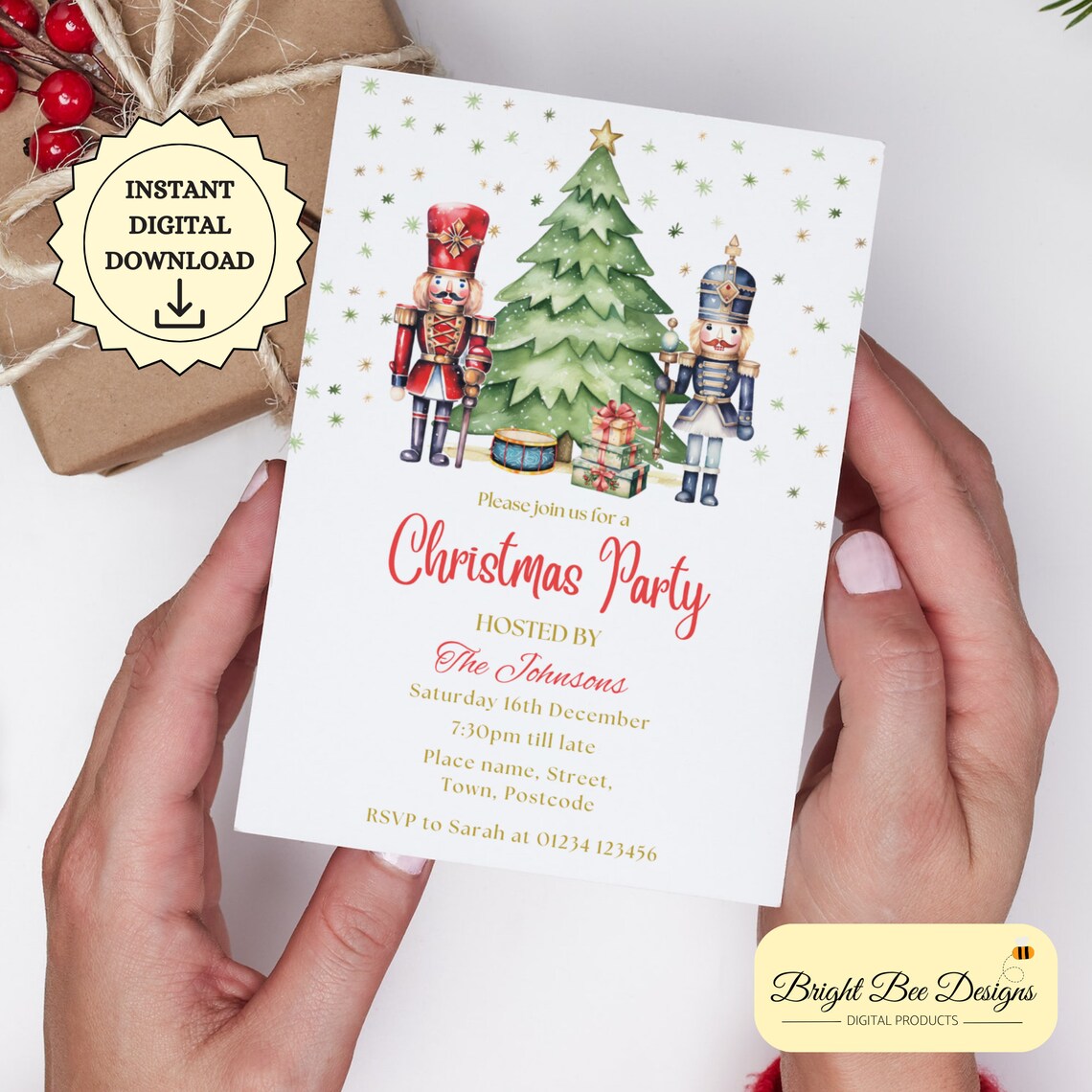 Editable Nutcracker Christmas Party Invitation Template,winter Party ...
