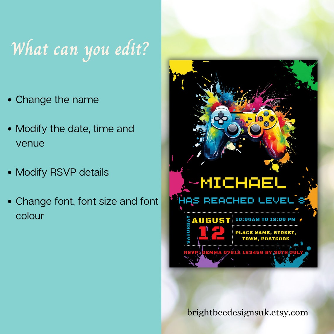 Gaming Party Invite Printable Template, Video Gaming Birthday ...