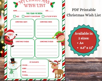 Printable Christmas List Template Christmas Planner Digital - Etsy
