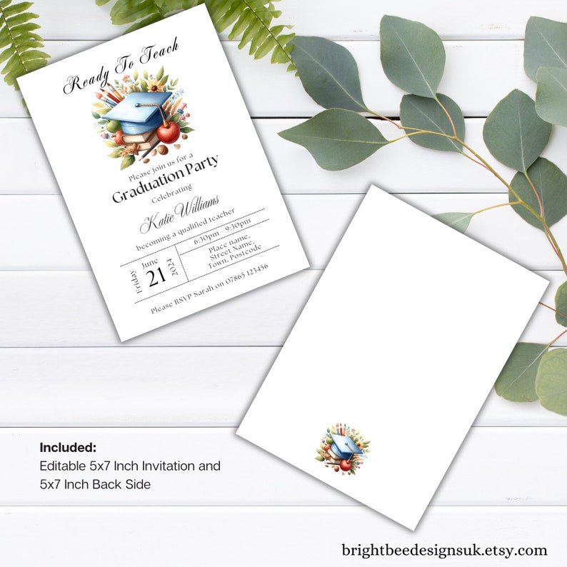 Teacher Graduation Invitation Template, Printable Graduation Party ...
