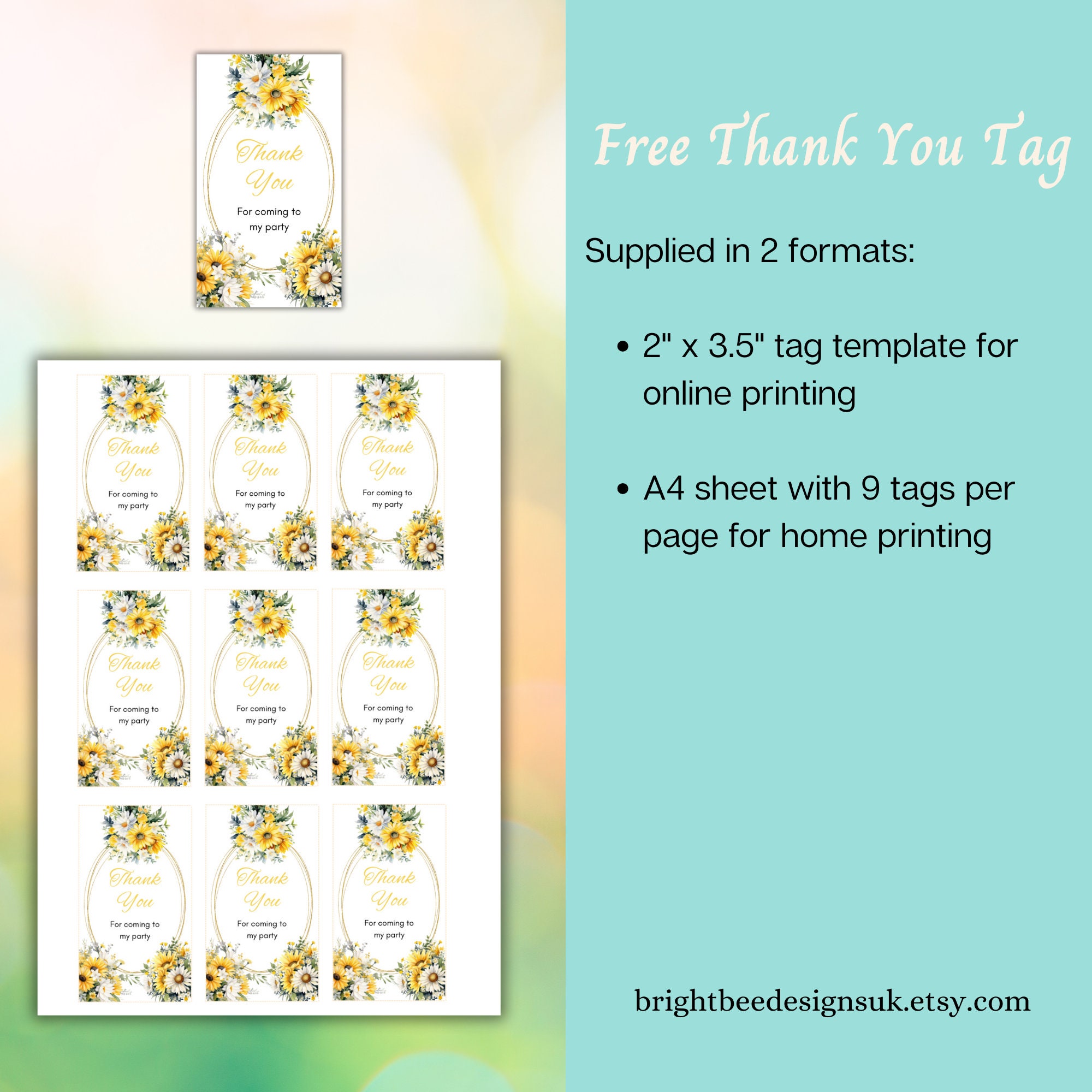 Sunflower Birthday Invitation Template, Printable Flower Theme Birthday ...