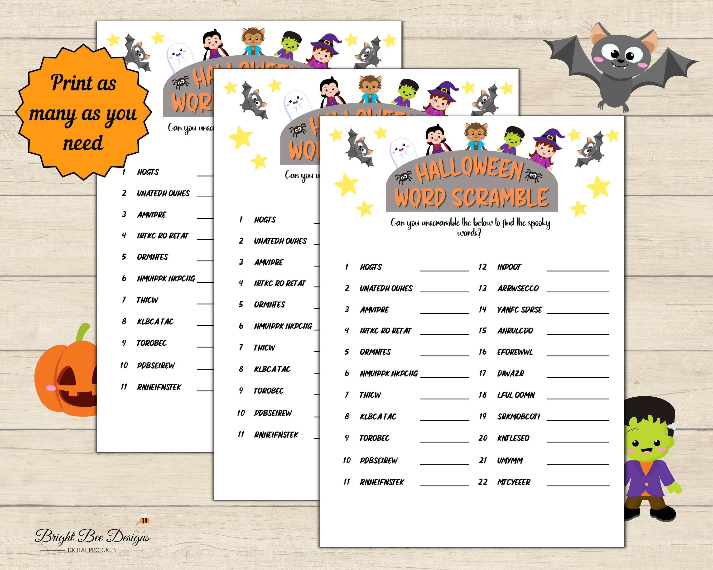 Halloween Word Scramble Printable Halloween Activity - Etsy