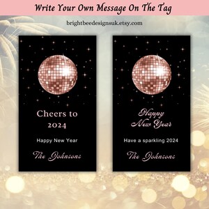 Editable Happy New Year Gift Tags, Printable NYE Disco Ball Party Favor ...