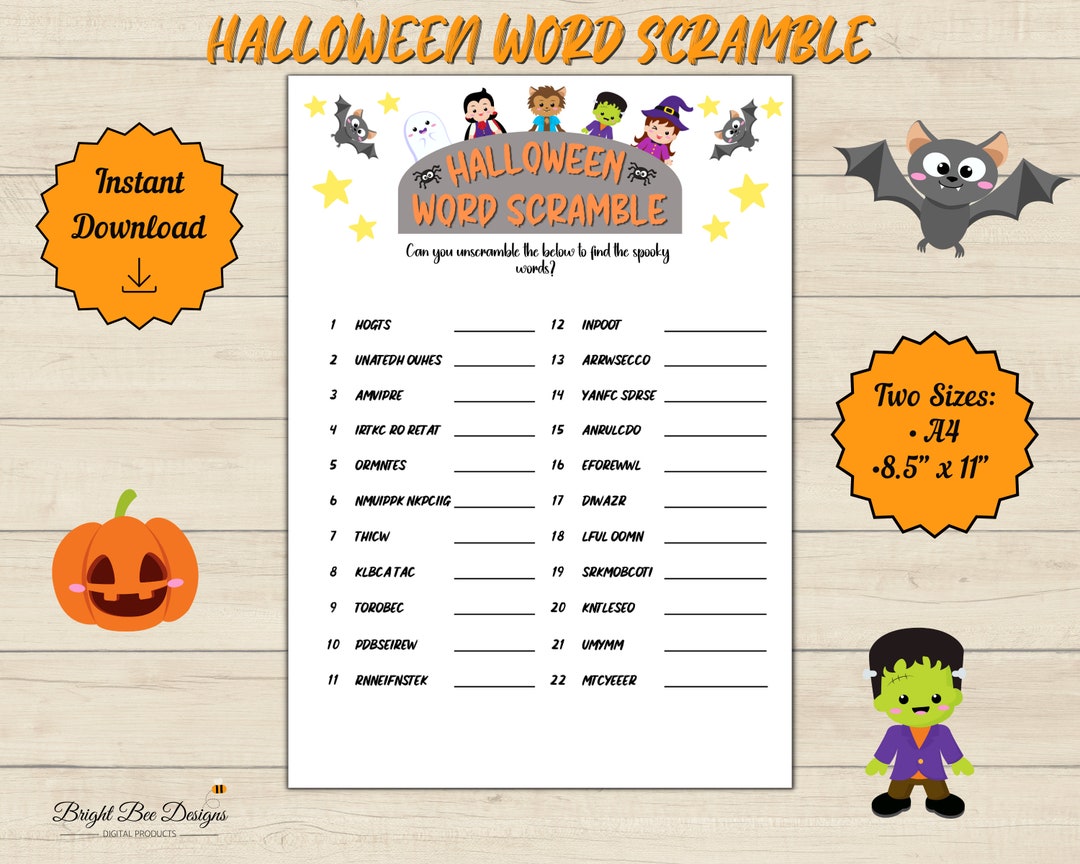 Halloween Word Scramble Printable Halloween Activity - Etsy