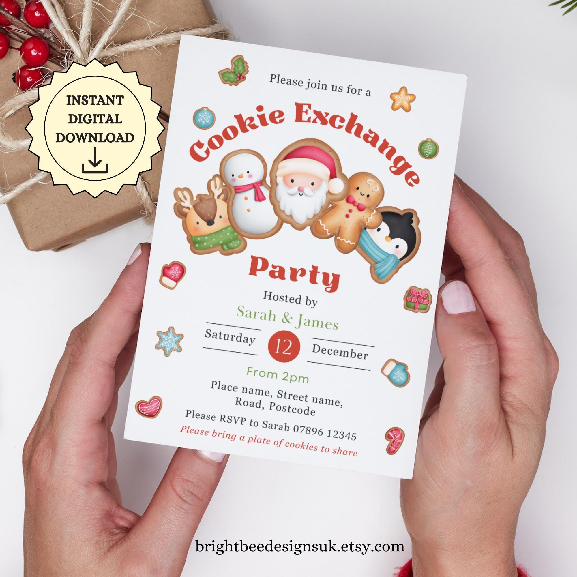 Christmas Cookie Exchange Invitation, Printable Xmas Party Invite ...