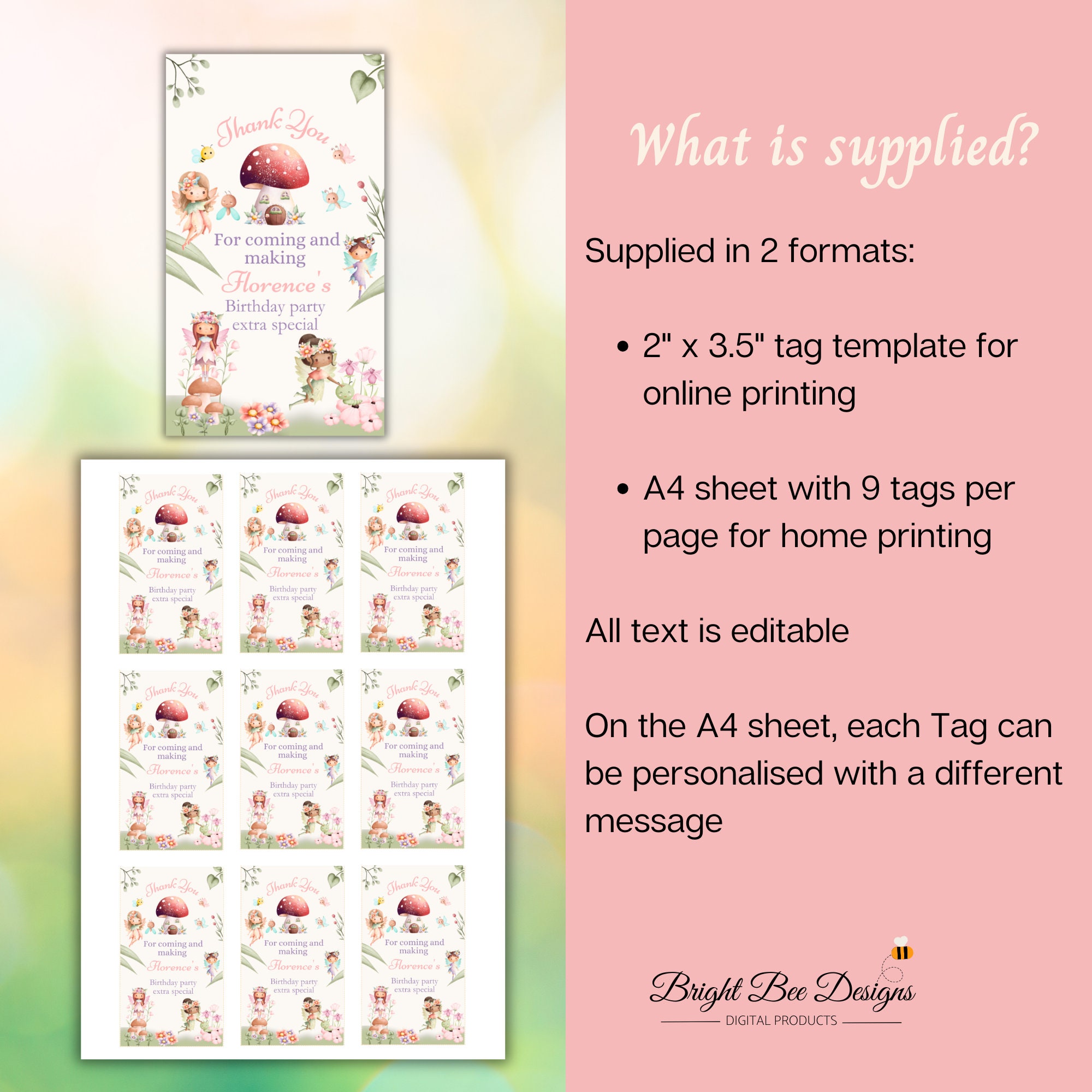 Editable Fairy Tags Fairy Gift Tags Fairy Party Favor - Etsy