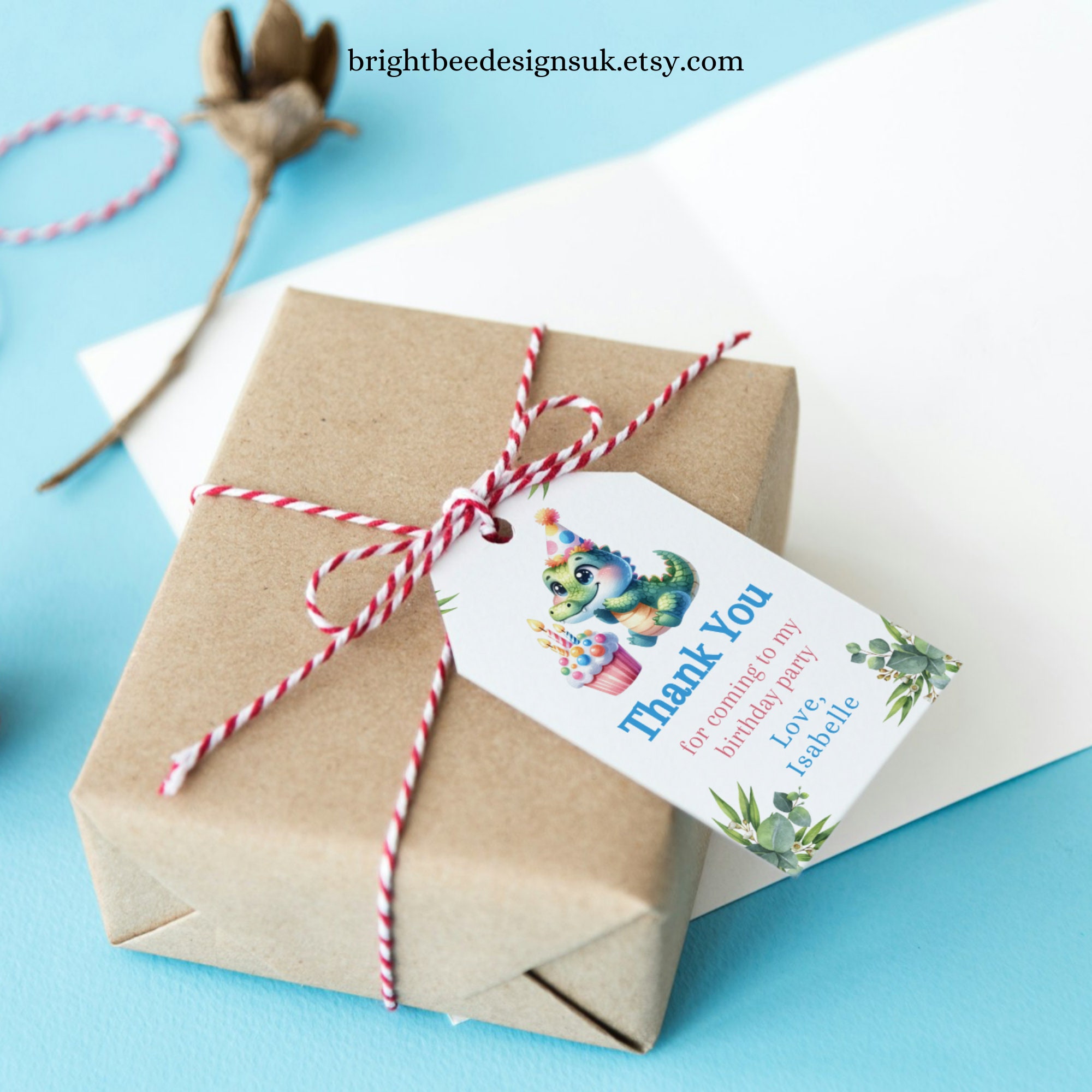 Printable Crocodile Thank You Tag, Kids Birthday Party Favor Gift Tag ...