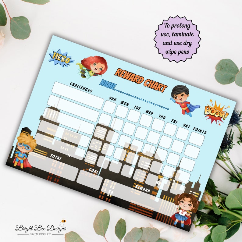 Superhero Reward Chart,printable Potty Training Chart, Superhero Kids ...