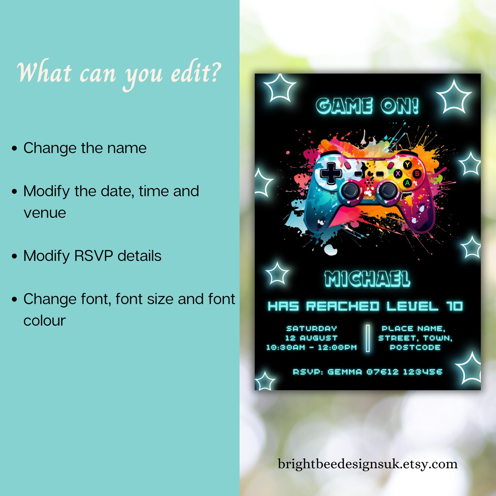 Gaming Birthday Invitation, Video Gaming Party Invite Printable ...