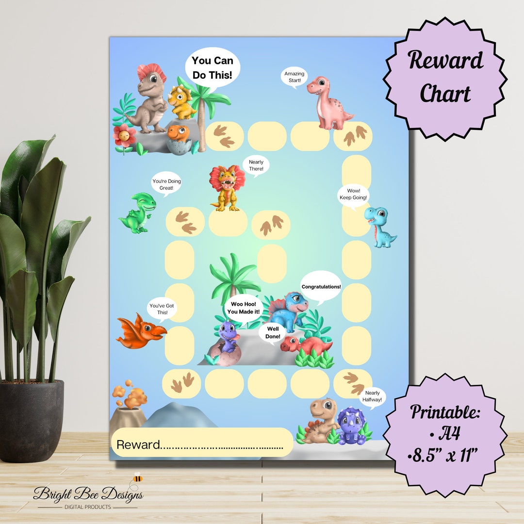 Printable Dinosaur Reward Chart for Kids Instant Digital - Etsy Australia
