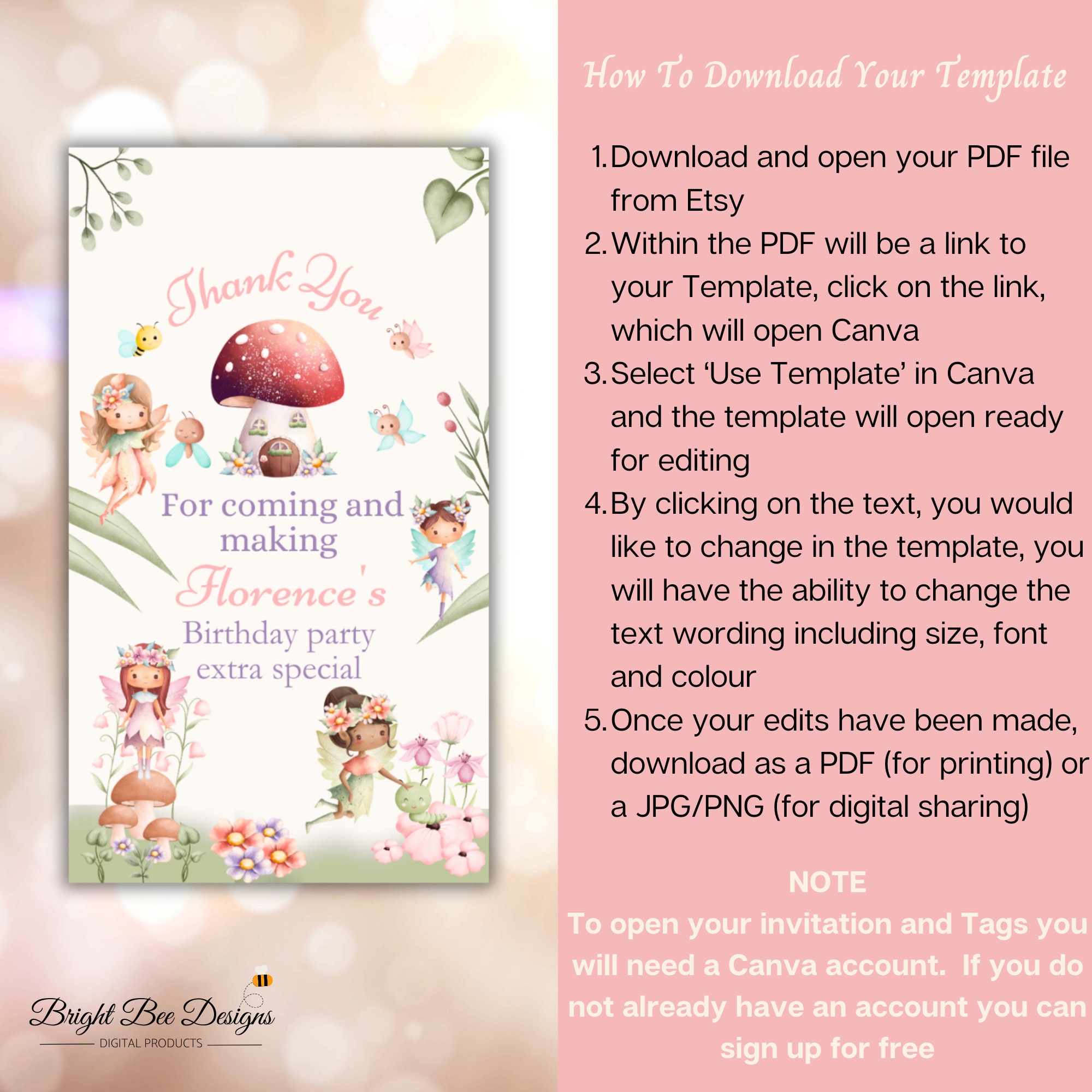 Editable Fairy Tags Fairy Gift Tags Fairy Party Favor - Etsy