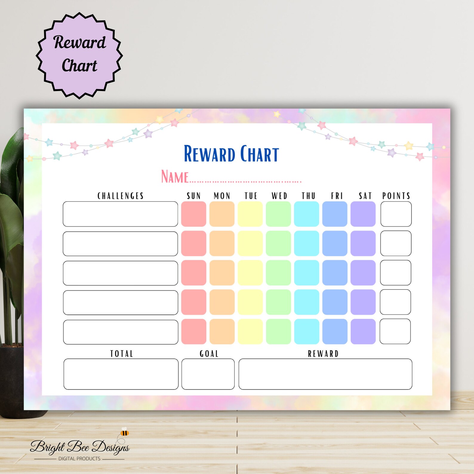 Rainbow Reward Chart, Printable Kids Rainbow Chore Chart, Rainbow Potty ...