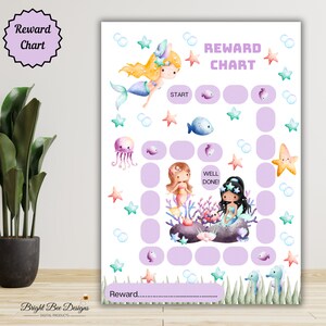 Mermaid Reward Chart, Printable Girls Chore Chart, Mermaid Potty ...