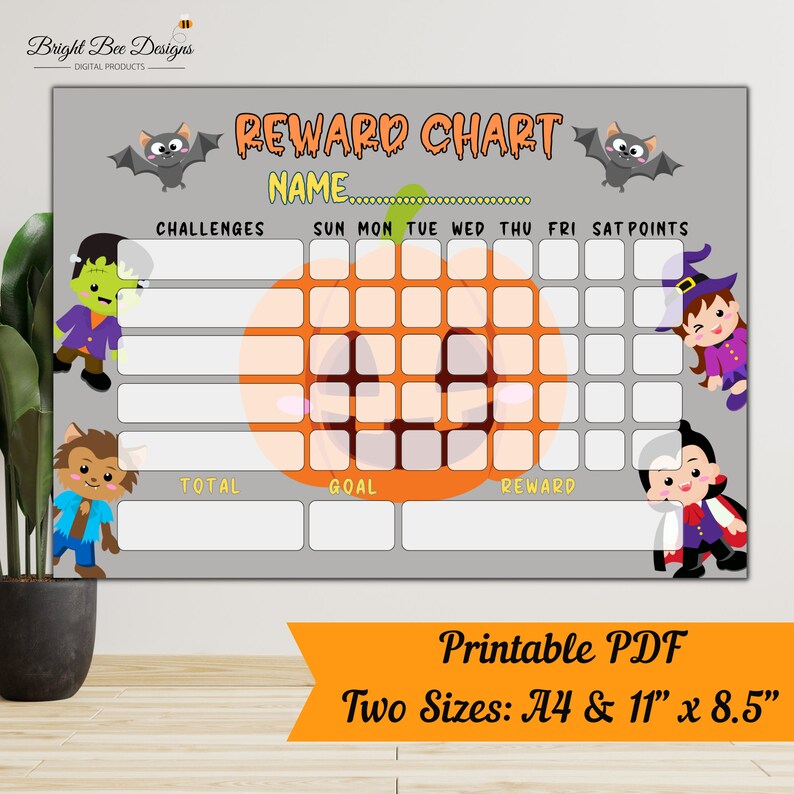 Printable Halloween Reward Chart for Kids Halloween Sticker - Etsy