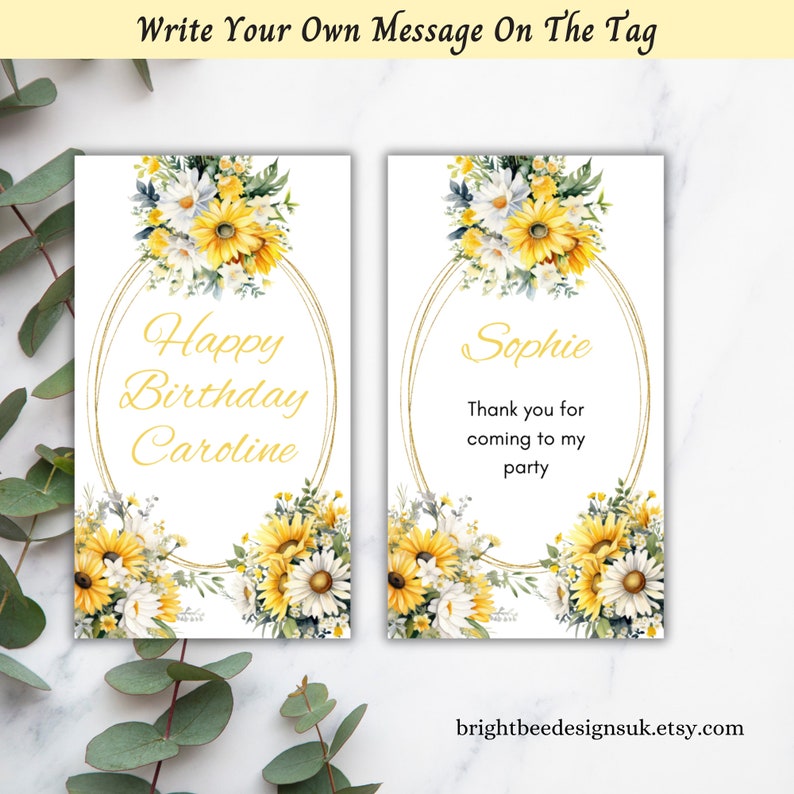 Printable Daisy Thank You Tag,sunflower Thank You Card, Teacher Thank ...