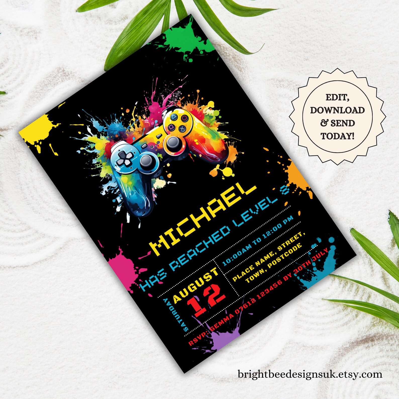 Gaming Party Invite Printable Template, Video Gaming Birthday ...