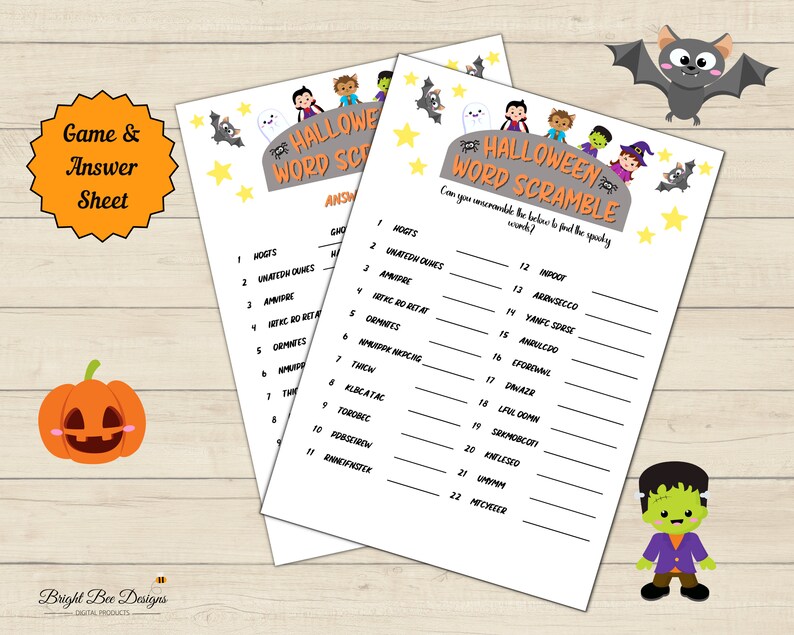 Halloween Word Scramble Printable Halloween Activity - Etsy