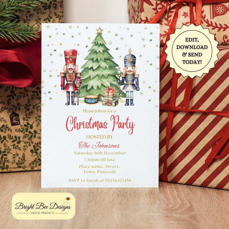 Editable Nutcracker Christmas Party Invitation Template,winter Party Invitation,printable ...