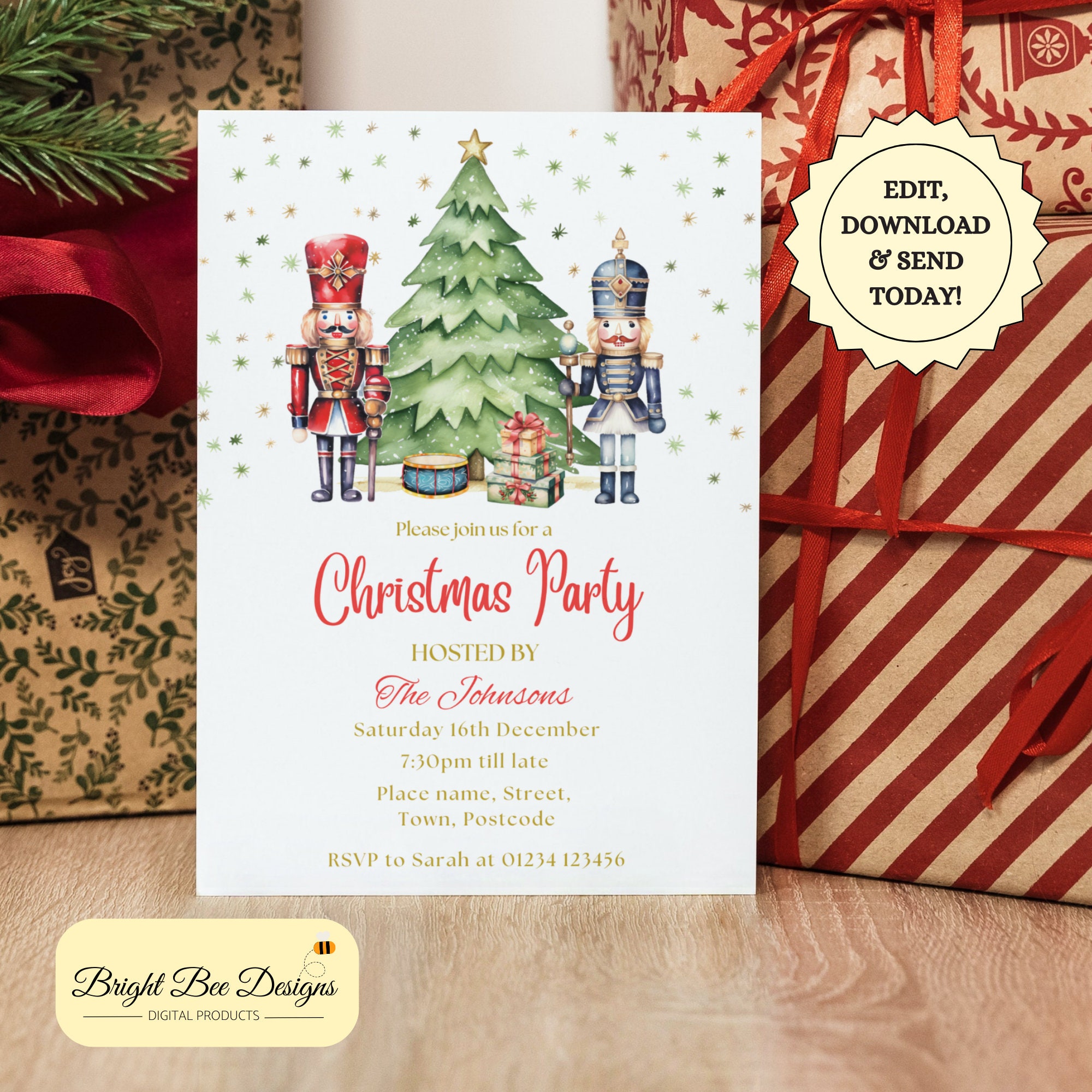 Editable Nutcracker Christmas Party Invitation Template,winter Party ...