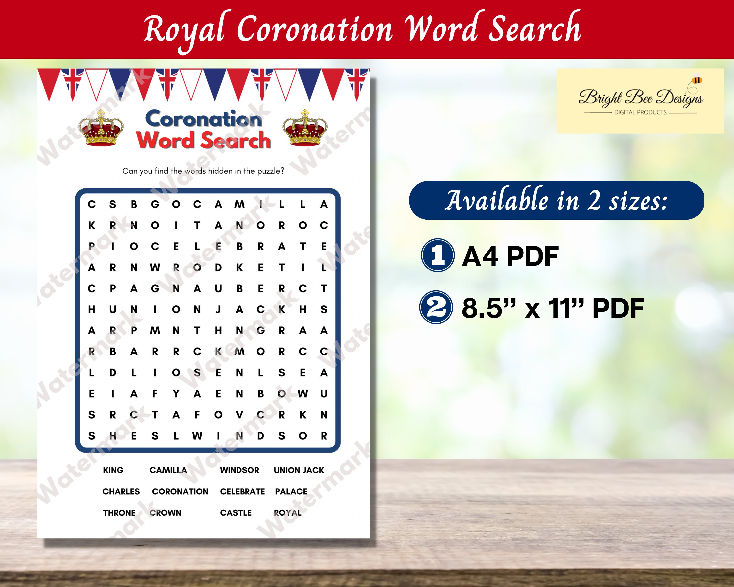 Royal Coronation Word Search Word Find Kind Charles III - Etsy