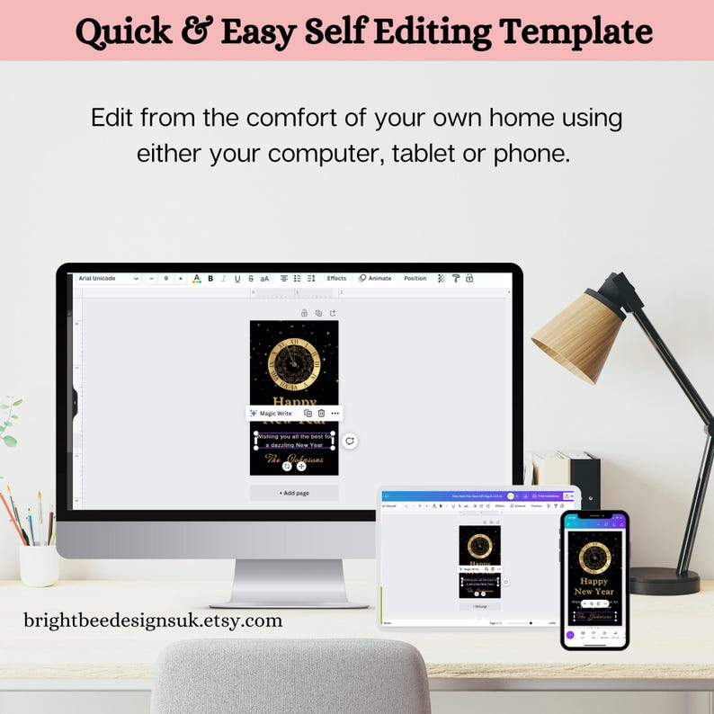 Happy New Year Gift Tag, Printable Black and Gold Party Favor Thank You ...