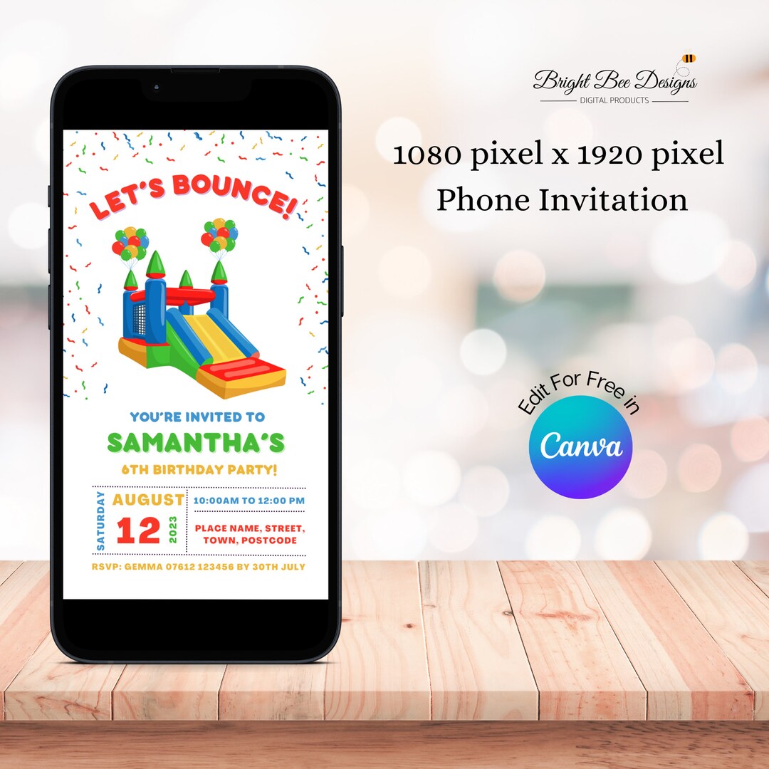 Bounce House Party Invitation Digital Kids Birthday - Etsy